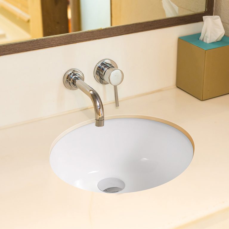 13″ x 11″ Oval Undermount Ceramic Bathroom Sink with Overflow Drain ...