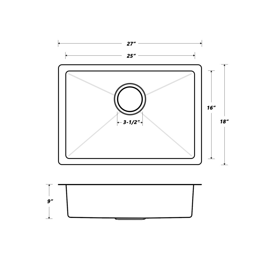 27″ Undermount Granite Composite Single Bowl Kitchen Sink – Oakland