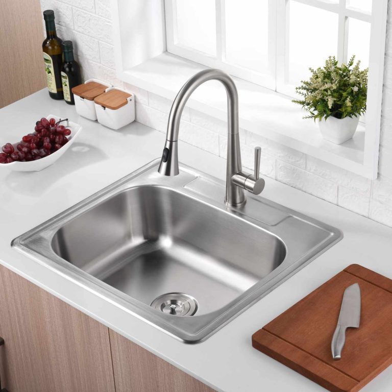25″x22″x8″ Drop-In Top Mount Stainless Steel Single Bowl Kitchen Sink ...