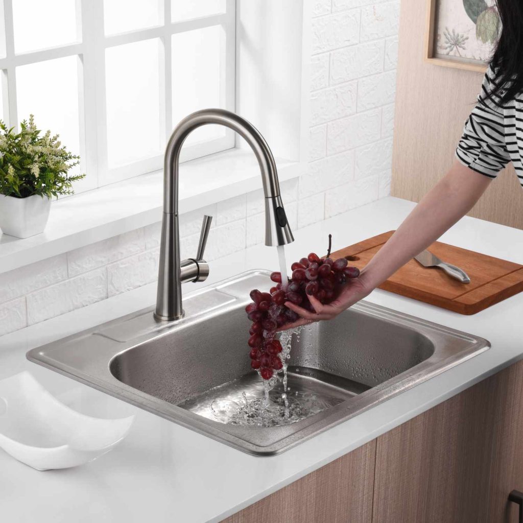 25″x22″x8″ Drop-In Top Mount Stainless Steel Single Bowl Kitchen Sink ...