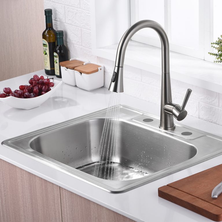 25″x22″x6″ Drop-In Top Mount Stainless Steel Single Bowl Kitchen Sink ...