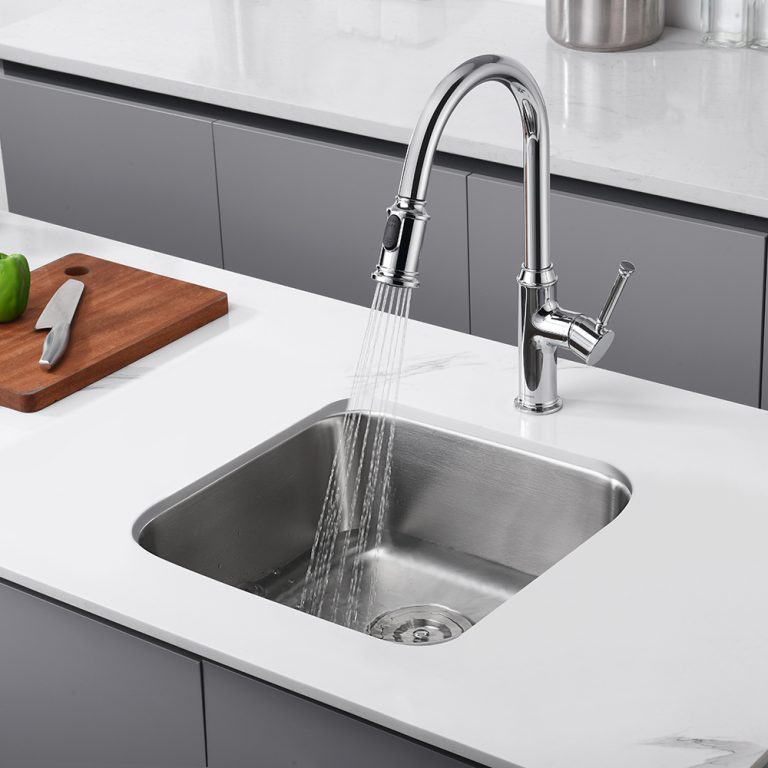 18″ Square Undermount Stainless Steel Single Bowl Kitchen Sink – Oakland