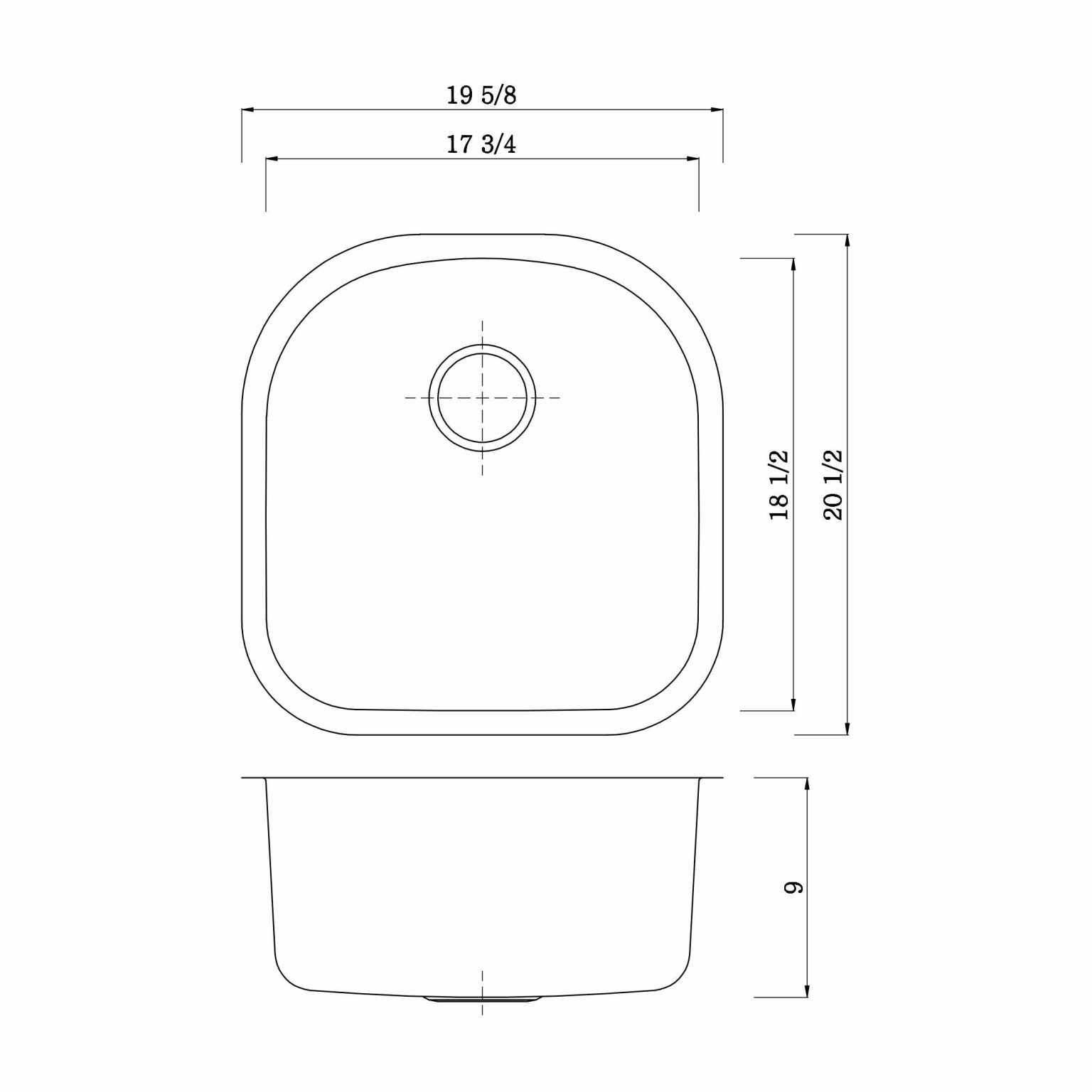 20″ D Shape Undermount Stainless Steel Single Bowl Kitchen Sink – Oakland