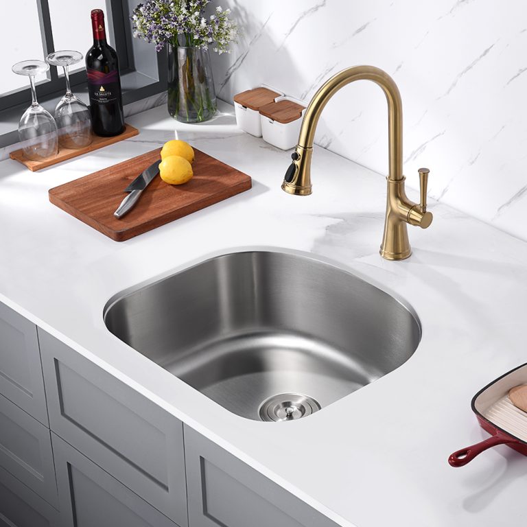 23″ D Shape Undermount Stainless Steel Single Bowl Kitchen Sink – Oakland