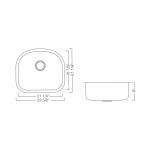 23″ D Shape Undermount Stainless Steel Single Bowl Kitchen Sink – Oakland