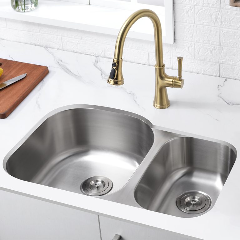 32″ x 21″ Undermount Stainless Steel Double Bowl Kitchen Sink – Oakland